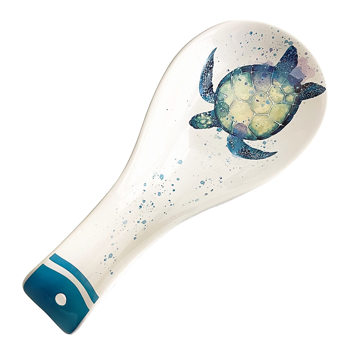Large Spoon Holder - Sea Turtle Spoon Rest - Nautical, Ocean Beach Decor - Utensil Holder/Ceramic Spoon Holder for Kitchen - Great Kitchen Gift for Men, Women, Friends, or Birthdays