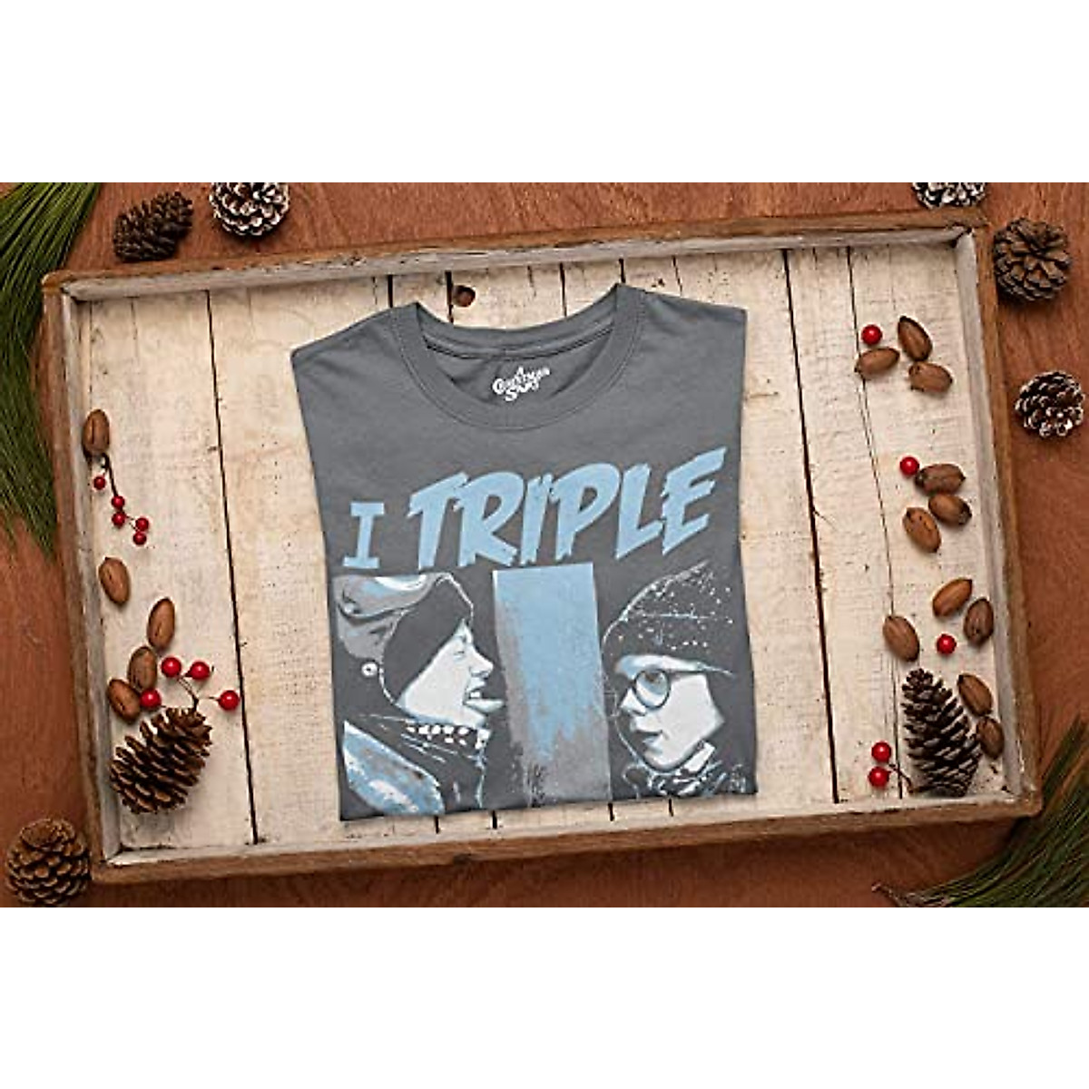 Ripple Junction A Christmas Story Adult Holiday T-Shirt I Triple Dog Dare You Funny X-Mas Shirt Officially Licensed Medium Charcoal