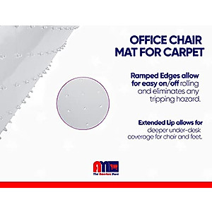 AM The America Store Chair Mat for Carpet - Computer Desk Mat for Carpeted Floors - Easy Glide Rolling Plastic Mat for Office Chair on Carpet for Work, Home, Gaming with Extended Lip (36” x 48”)