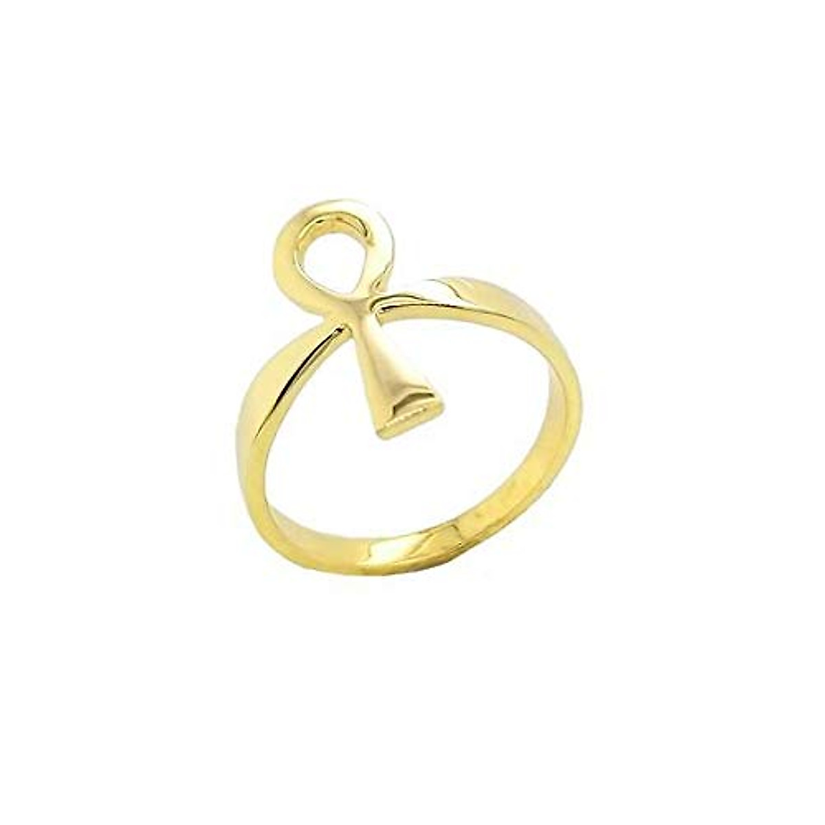 Takar 14K Gold Egyptian Ankh Ring, Solitaire Ankh Gold Charm, Ankh Rings For Women And Men, Elegant Gold Jewelry Egyptian Gifts Made In USA.