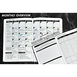 2024 Christian Daily Planner Black 7" x 10" Monthly and Weekly Planner, Journal & Church Companion w/ Metal Pen, No Bleed Paper, Scripture & More!