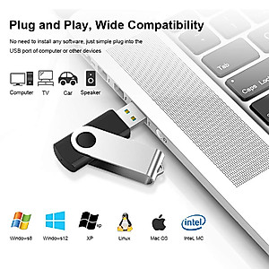 KEXIN 100 Pack 8 GB Flash Drive Bulk USB Flash Drive Thumb Drive Bundle USB Flash Drives Swivel Design Memory Stick USB 2.0 Black