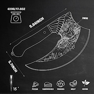 TIVOLI Meat Cleaver Knife Set with 9-inch Pizza Cutter Axe Ulu Knife, Full Tang Cleaver Knife with Sheath Gift Box for Kitchen Outdoor Camping Use