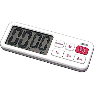 Tanita TD-395 WH Kitchen Timer, Magnetic, Large Screen, 100 Minutes, White