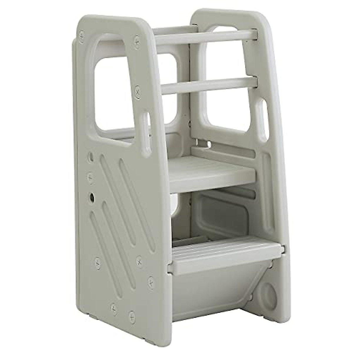 SDADI Childrens Step Stool with Three Adjustable Heights, Light Gray