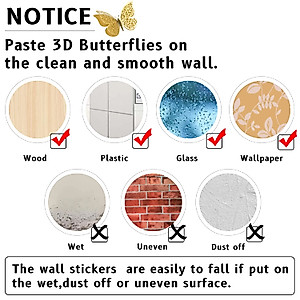 LOMIMOS 36Pcs 3D Gold Butterfly Wall Decor,3 Sizes,Wall Cake Sticker Decal for Party Room Classroom Wedding Gift DIY