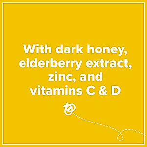 Zarbee's Adult Daytime Cough Syrup + Immune With Honey, Real Elderberry, Vitamin C, D & Zinc For Immune support, Drug & Alcohol-Free, Gluten-Free, Ages 12+, Natural Berry Flavor, 8 Fl. Oz,Liquid