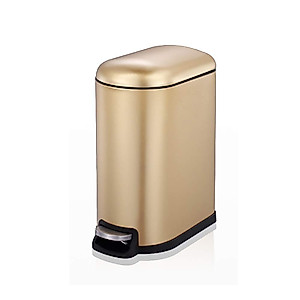Simple Human Trash Can Kitchen Trash Can with Lid Pedal Type Rectangular Bathroom Narrow Creative Home European Kitchen Living Room (Color : Gold)