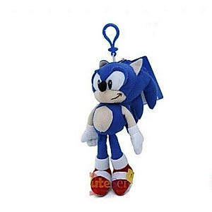 Sonic The Hedgehog Sonic Plush Doll Key Chain Coin Bag Clip On 8" Soft Plush