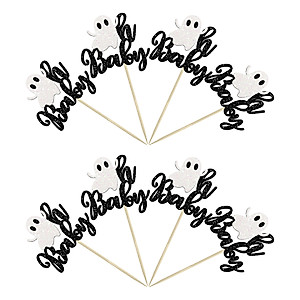 Gyufise 24Pcs Halloween Baby Shower Cupcake Toppers Halloween Oh Baby Cupcake Picks Little Boo Cupcake Topper Halloween Ghosts Decoration Supplies