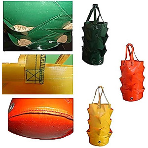 EBOCACB 3 pcs Hanging Planter Bag with Handles, Plastic Hanging Strawberry Planting Containers Strawberry Grow Bags Foldable Durable Growing Bags Grow Planter for Growing Vegetables Flowers Herb Plant