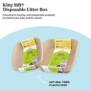 Kitty Sift (6-Pack) Disposable Cat Litter Box, Sustainable, Clean - Large, 6-Pack