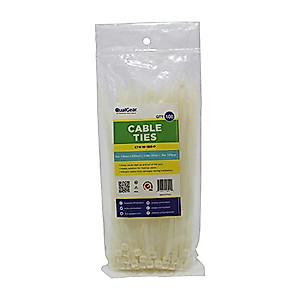 QualGear CT4-W-100-P Self-Locking Cable Ties, 8-Inch, White 100/Poly Bag