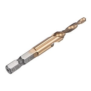 uxcell Combination Drill and Tap Bit, 1/4" Hex Shank M4 x 0.7 Metric Uncoated M35 Cobalt High Speed Steel Spiral Flute Drilling Tapping Tool 2pcs
