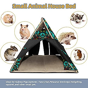 Y-DSIWX Guinea Pig House Bed, Rabbit Large Hideout, Small Animals Nest Hamster Cage Habitats Aesthetic Mandala Green Psychedelic