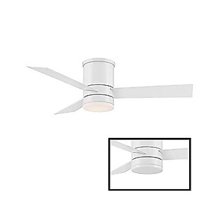 Axis Smart Indoor and Outdoor 3-Blade Flush Mount Ceiling Fan 44in Matte White with 3000K LED Light Kit and Remote Control works with Alexa, Google Assistant, Samsung Things, and iOS or Android App