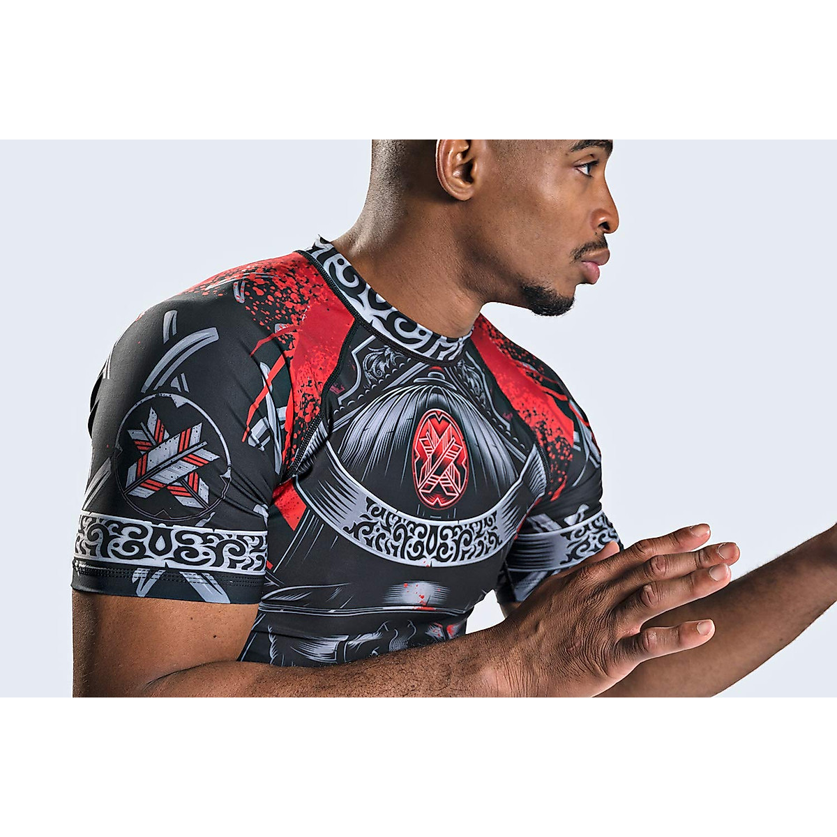Ronin Samurai Blackout Ghost Rash Guard base layer Compression Shirt for Bjj MMA Grappling (Med)