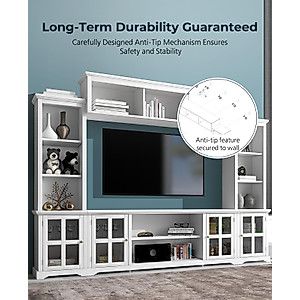 Tatub Large Entertainment Center with Bookshelves and TV Cabinet, Modern TV Console Cabinet, 66.5 Inches Wide for TV Placement, Living Room Entertainment Center with Storage for Up to 70" TVs, White