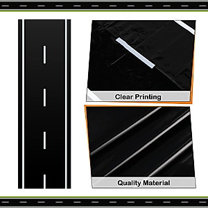 Racetrack Floor Running Black Racer Party Decoration Mat Road Table Runner Long Racetrack Tablecloth Drag for Party (Simple Style,16 ft x 2 ft)
