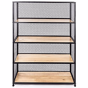 Displays2go Shelving Unit w/Five Shelves, 40" W x 60" H, Oak and Iron - Black (SMMMSHF)