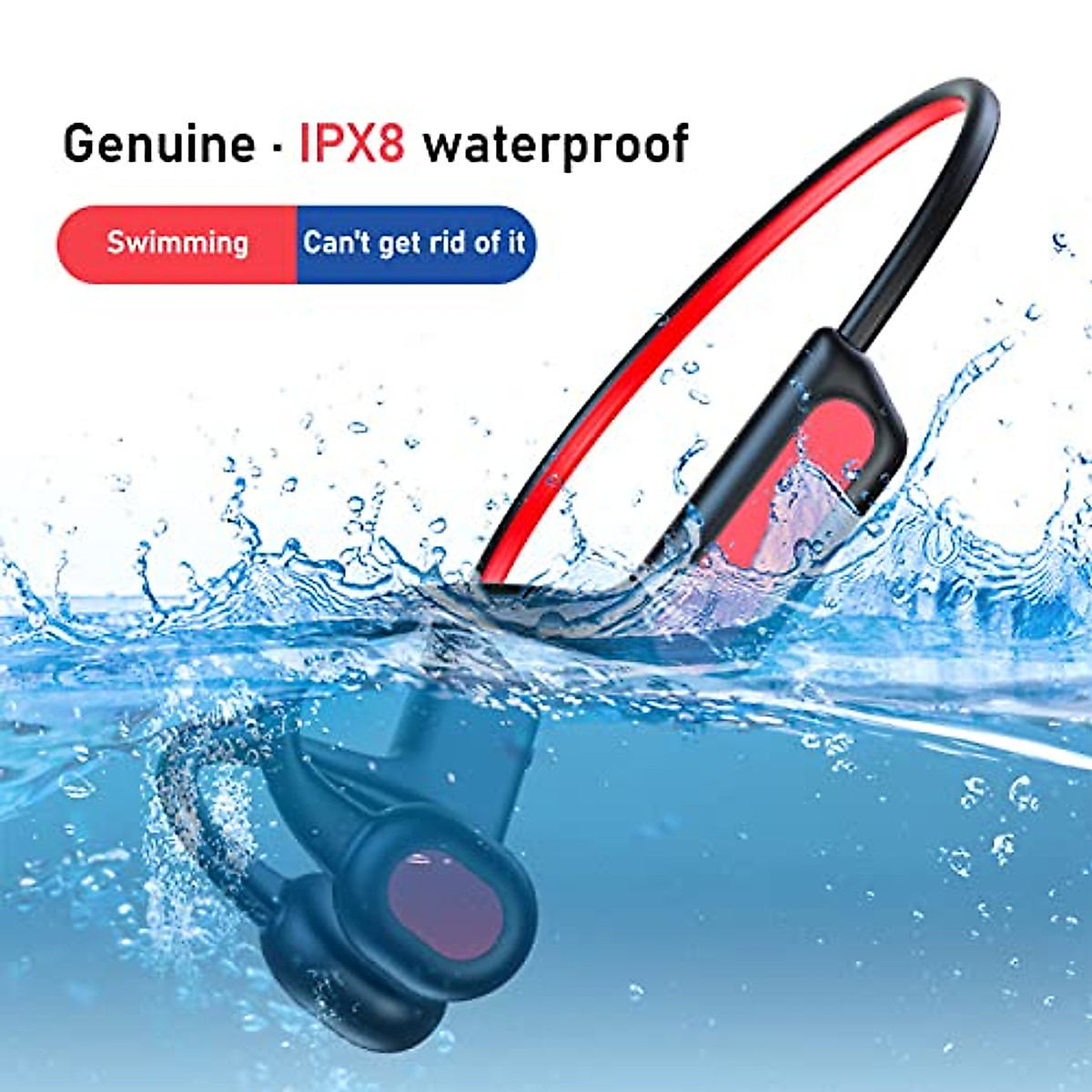 Bluetooth Headphones Stereo Wireless Earphones Built-in Noise-canceling Mic Open-Ear Waterproof Sport Headsets for Running Cycling Yoga Hiking