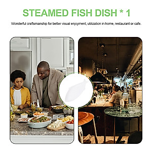 DOITOOL White Ceramic Fish Plate Unique Design Fish Serving Platter Dish, Fish Shape Platter for Fish, Sushi, Fruit or Cheese for Kitchen Restaurant Tableware ( White ) Serving Platter