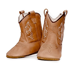 MAMTAKON Real Leather Soft Sole Cowboy Boots for Baby Infant Toddler Boys Girls Newborn Crib Prewalkers Or Special Occasion (6-12 months)