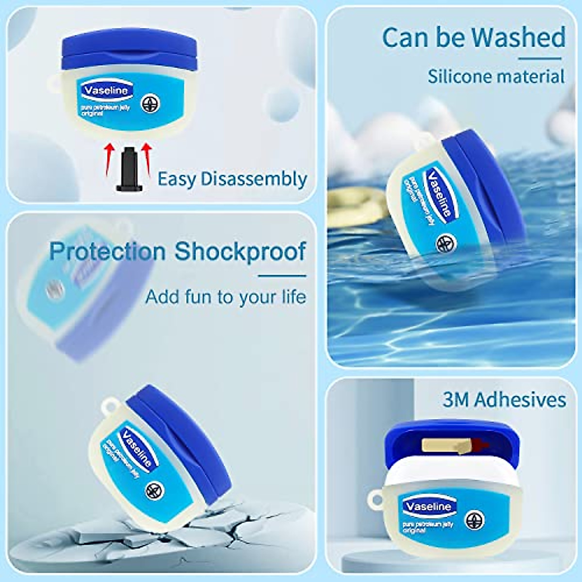 WQNIDE Case 9 in1 Cute Kawaii Vaselin Cartoon Funny for Apple Airpods Pro 2 New 2022 Case with Keychain Lanyard Soft Silicone Protective Skin Cover for Women Boys