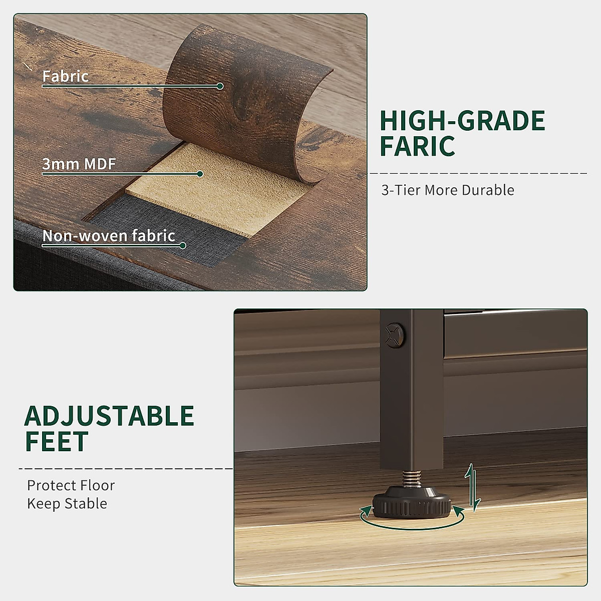 Jojoka 5 Drawers Dresser for Bedroom, Dressers & Chests of Drawers for Hallway, Entryway, Storage Organizer Unit with Fabric, Sturdy Metal Frame, Wood Tabletop, Easy Pull Handle