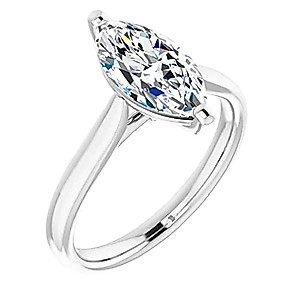 925 Silver,10K/14K/18K Solid White Gold Handmade Engagement Ring 2 CT Marquise Cut Moissanite Diamond Solitaire Wedding/Gorgeous Gifts for/Her Wife Ring