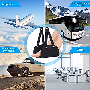 Foot Rest, Airplane Footrest,Head Hammock Portable Travel Footrest Flight Carry-On Foot Rest Adjustable Height Foot Rest Travel Accessories Footrests Hammock,Black