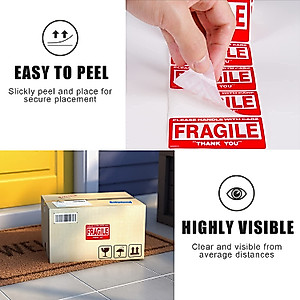 GMKbuy 3 x 2 Inch – 400 Fragile Stickers Roll, Easy Tear, Permanent Adhesive Warning Labels for Shipping Box, Carton, Parcel, Package, Pallet & More