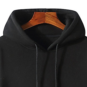 Maiyifu-GJ Men's Solid Loose Fit Pullover Hoodie Lightweight Gym Fleece Hoodies Long Sleeve Casual Athletic Hooded Sweatshirt (Black,Medium)