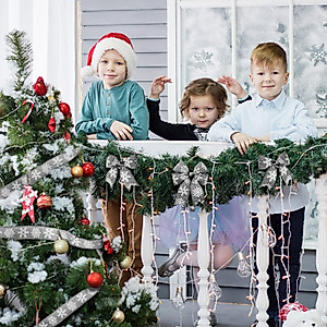 Canlierr 2 Rolls 12 Yard 2.5 Inch Christmas Snowflake Ribbon Christmas Wired Ribbons for Wreath Fabric Polyester Decorative Ribbons Gift Wrapping Ribbon for Christmas Tree Party Decoration(Gray)