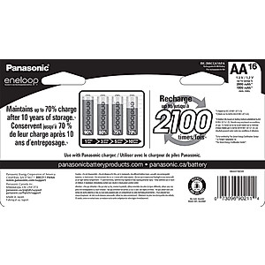 Eneloop Panasonic BK-3MCCA16FA AA 2100 Cycle Ni-MH Pre-Charged Rechargeable Batteries & BQ-CC55SBA Advanced Individual Battery 3 Hour Quick Charger with 4 LED Charge Indicator Lights, White