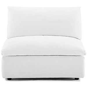 Modway Commix Down-Filled Overstuffed Upholstered Sectional Sofa Armless Chair in White