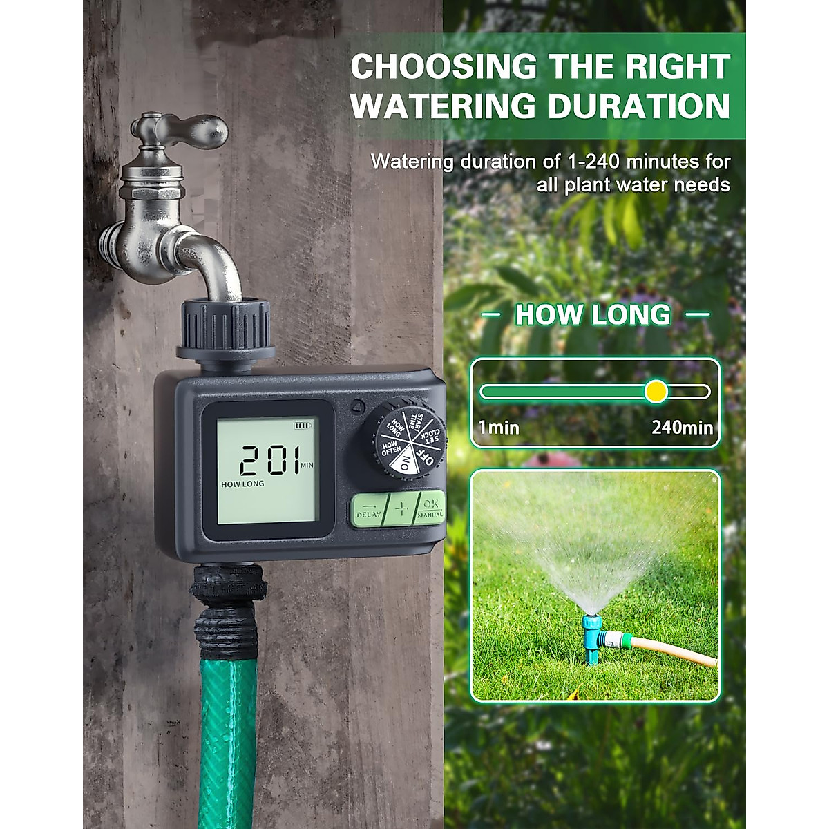 Lingusta Water Timer for Garden Hose - Programmable Sprinkler Timer, Hose Feature Timer with Manual/Automatic Watering System, Irrigation System for Garden
