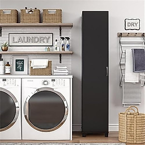 Pemberly Row Transitional 16" Utility Storage Cabinet in Black