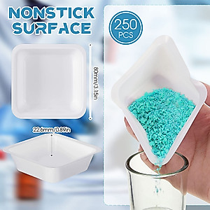 Sherr 250 Pack Weigh Boats Medium 100ml Square Disposable Plastic Trays for Scale Anti Static Plastic Pan Lab Weighing Dishes 3.15 x 3.15 Inch Easy Pour Dish Scale Tray for Powder and Liquid Weight
