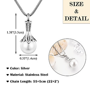 Pearl Urn Necklace for Ashes Memorial Cremation Necklaces Stainless Steel Ashes Necklaces for Men Women