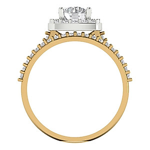 Clara Pucci 2.25ct Round Cut Halo Solitaire Moissanite Engagement Promise Anniversary Bridal Ring Band set 14k Yellow White Gold 6.25