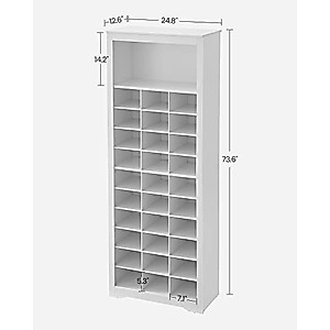 VASAGLE Shoe Storage Cabinet, 10 Tier Shoe Rack Organizer, Holds Up to 30 Pairs of Shoes, for Entryway Bedroom, 12.6 x 24.8 x 73.6 Inches, White ULBS273T14