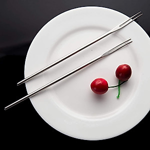 IMEEA Pickle Forks Cocktail Forks SUS304 Stainless Steel Olive Fork Long Handle 8.85-inch Fruit Forks, Set of 4