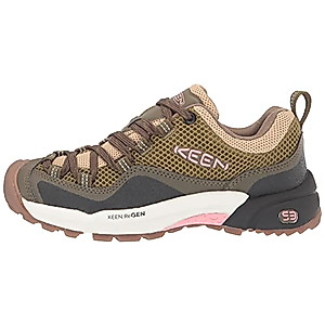KEEN Women's Wasatch Crest Vent Breathable Hiking Sneakers, Olive Drab/Pink Icing, 7