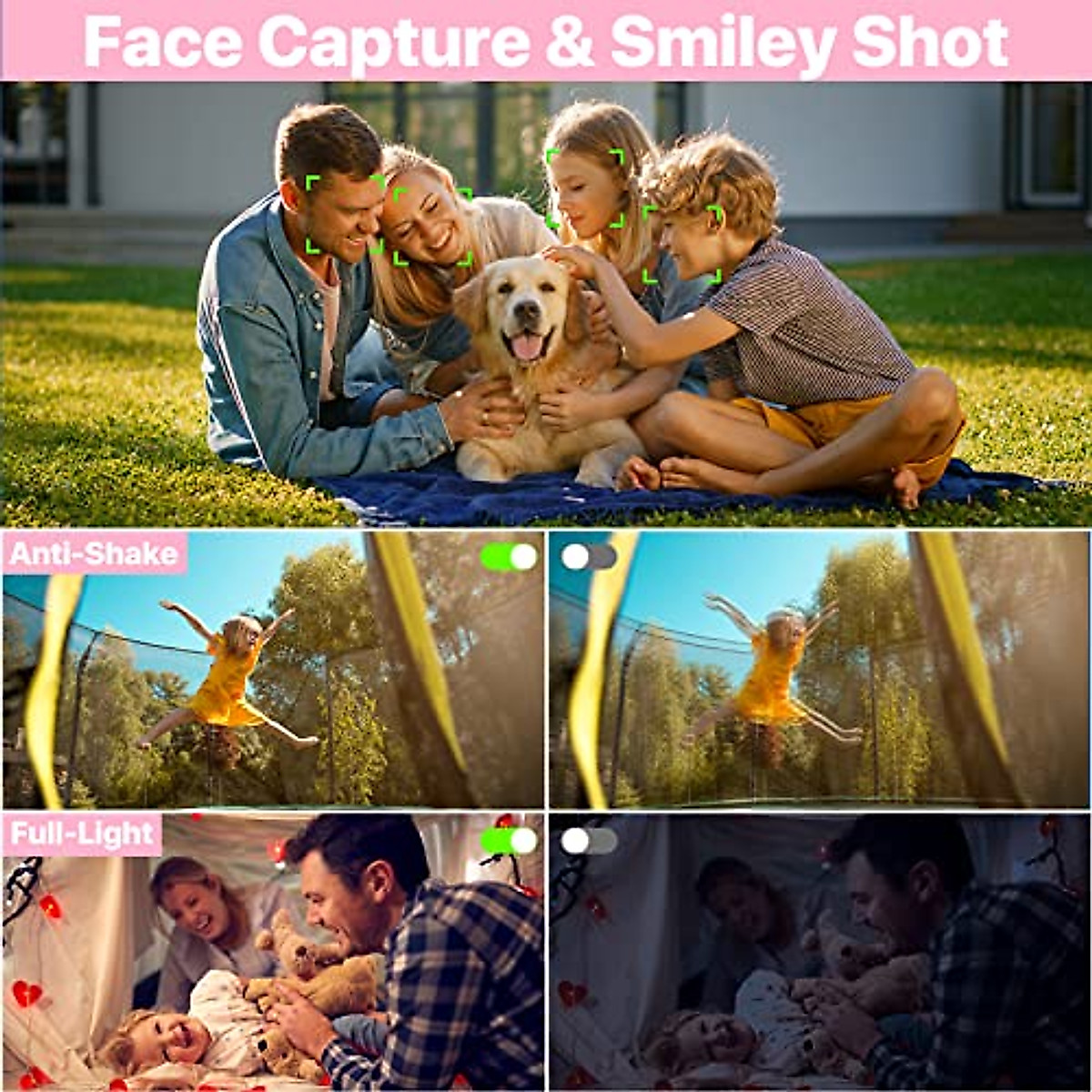 Digital Camera for Kids Girls and Boys - 1080P FHD Digital Camera 36MP LCD Screen Rechargeable Students Compact Camera Kid Camera with 16X Digital Zoom Vlogging Camera for Teens, Kids (Pink)