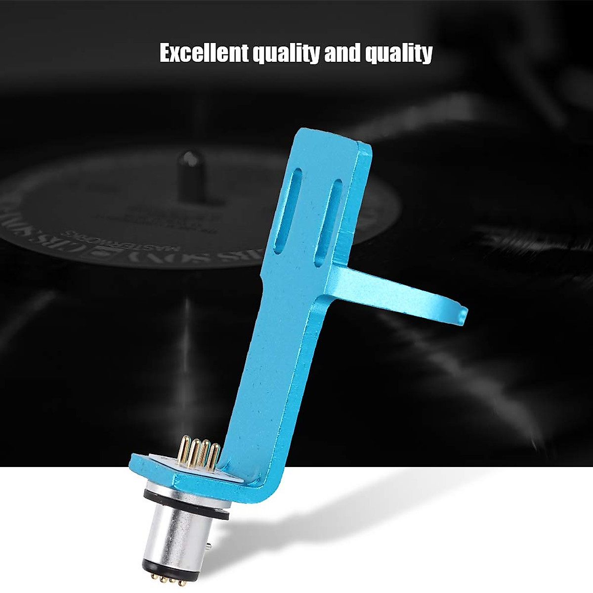 Mugast Phono Headshell Kit,6.4CM Aluminum Alloy Turntable Cartridge Phonograph Player Record Player Headshell,Include 4 Pcs Cables and 2 Pcs Screws (Blue)