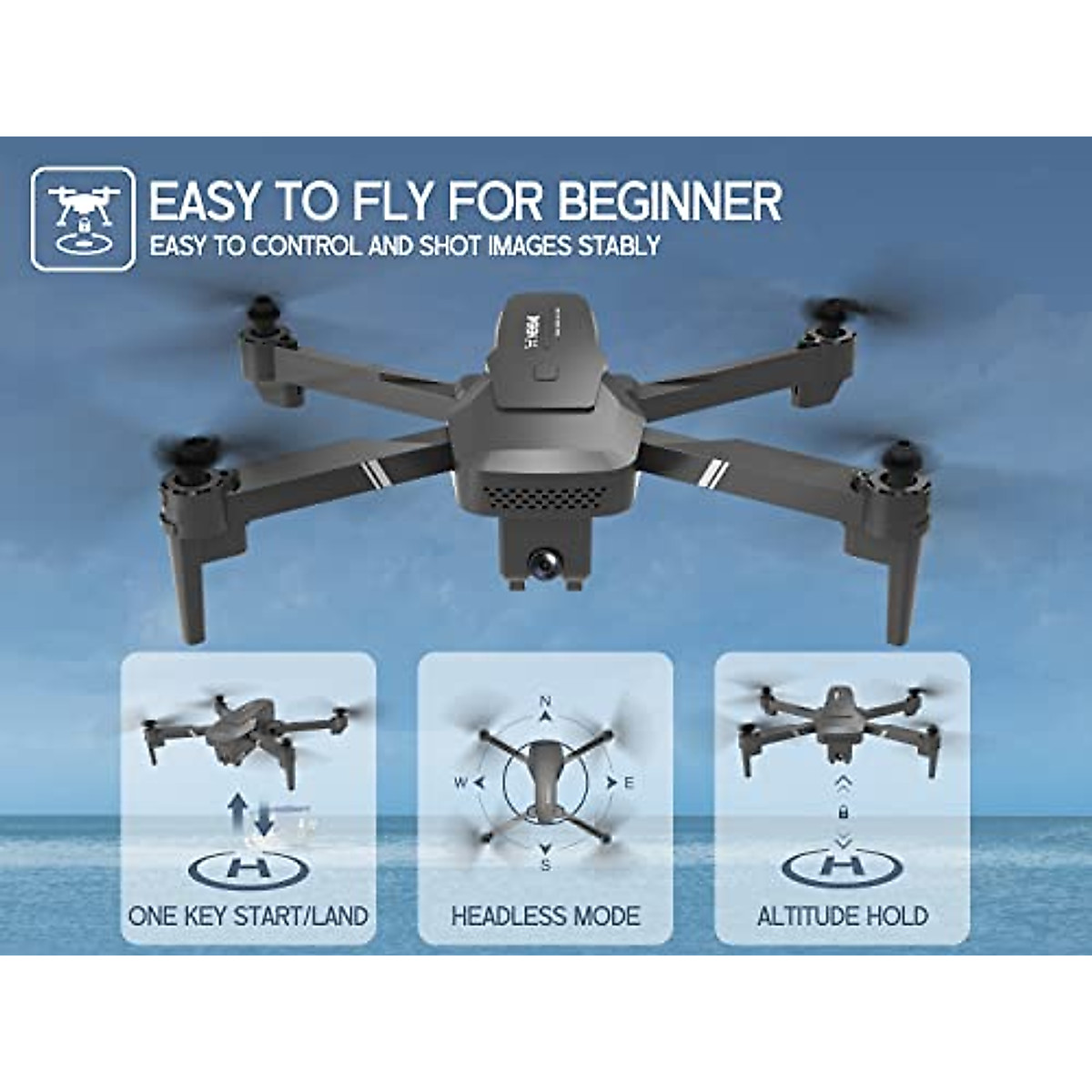 NEHEME NH760 Drones with 1080P HD Camera for Adults, WIFI FPV Live Video, Foldable Drones for Kids Beginners, Headless Mode, Altitude Hold, RC Quadcopter Toys Gifts with Speed Adjustment, 3D Flips