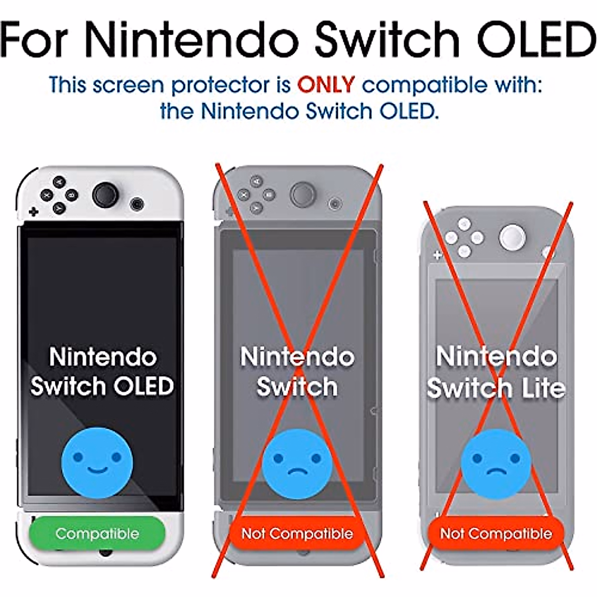 amFilm OneTouch Screen Protector Designed for Nintendo Switch OLED model 2021 - With Auto Alignment Kit, Bubble Free, Glass, 2 Pack