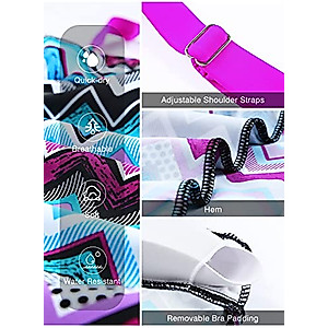 Aleumdr Womens Ladies Striped Zigzag Print Color Block Open Back Bandeau Blouson Push up Tankini Swim Bikini Top No Bottom Swimsuit Bathing Suit Swimwear Purple S 4 6