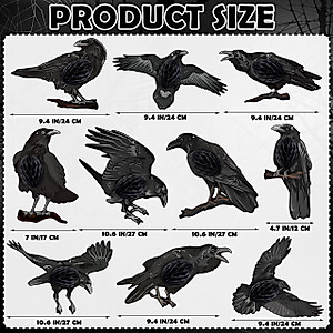 Halloween Black Crows Decorations Honeycomb Paper Cutouts Halloween Tree Hanging Decorations Bird Raven Banner Garland Centerpiece for Halloween Birthday Baby Shower Wedding Party Supplies (Raven 10P)